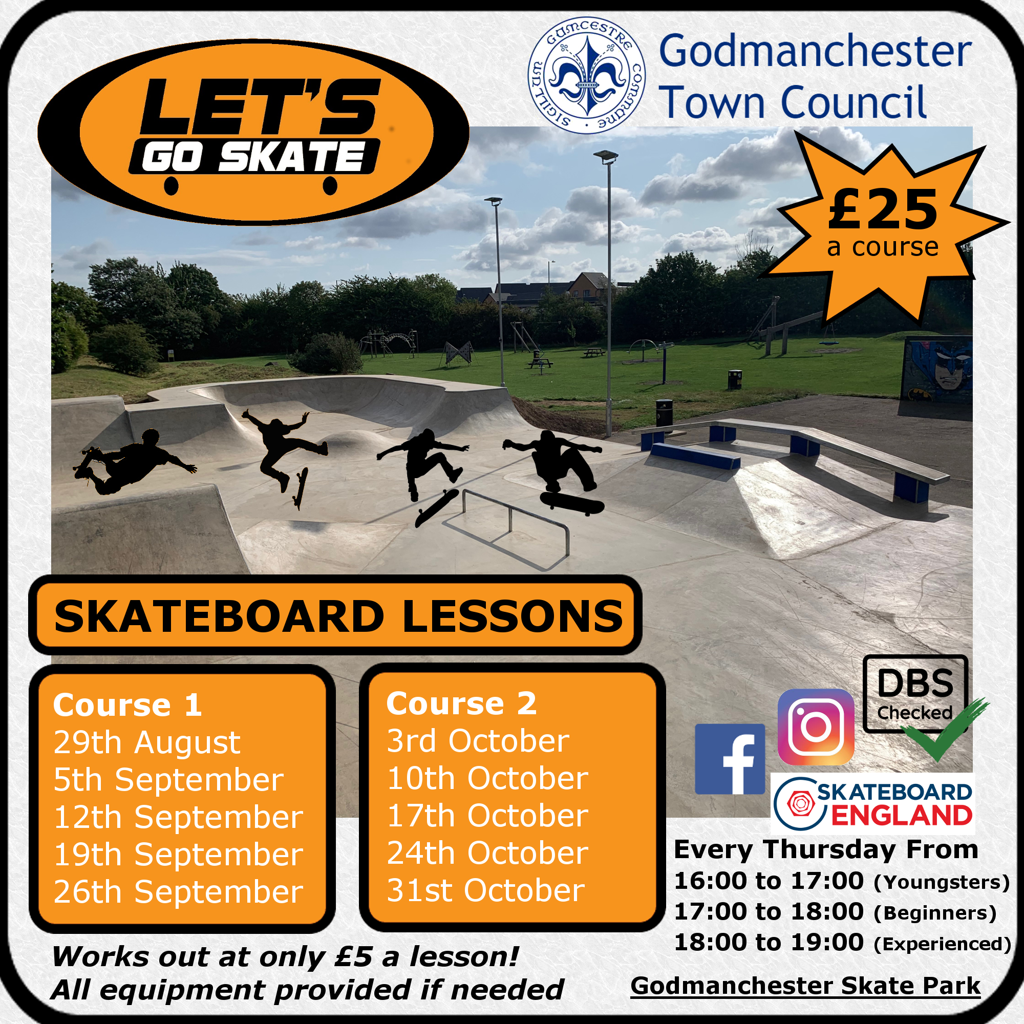 Godmanchester Skateboard Lesson Courses - Let's Go Skate